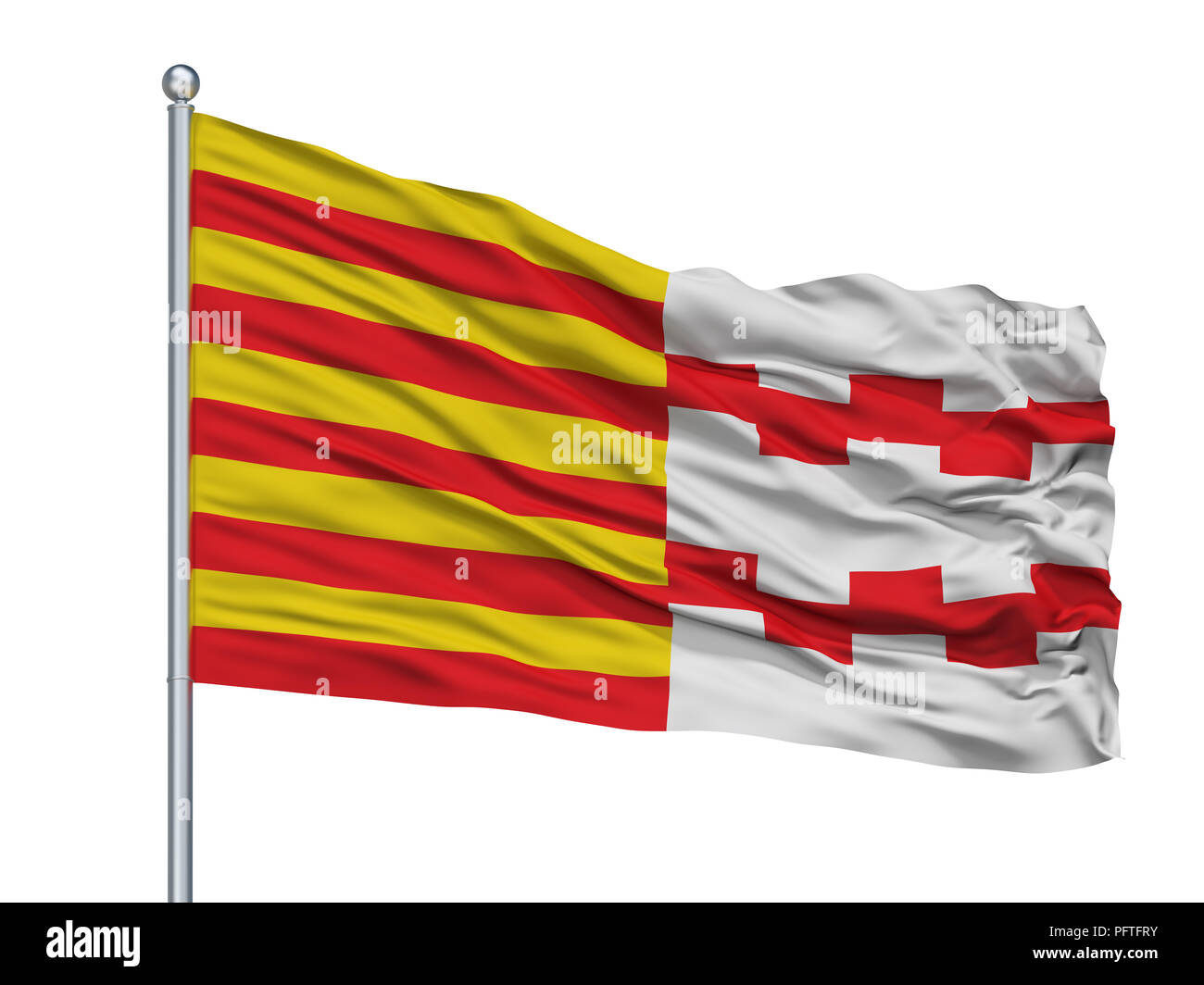 Hamont Achel City Flag On Flagpole, Belgium, Isolated On White ...