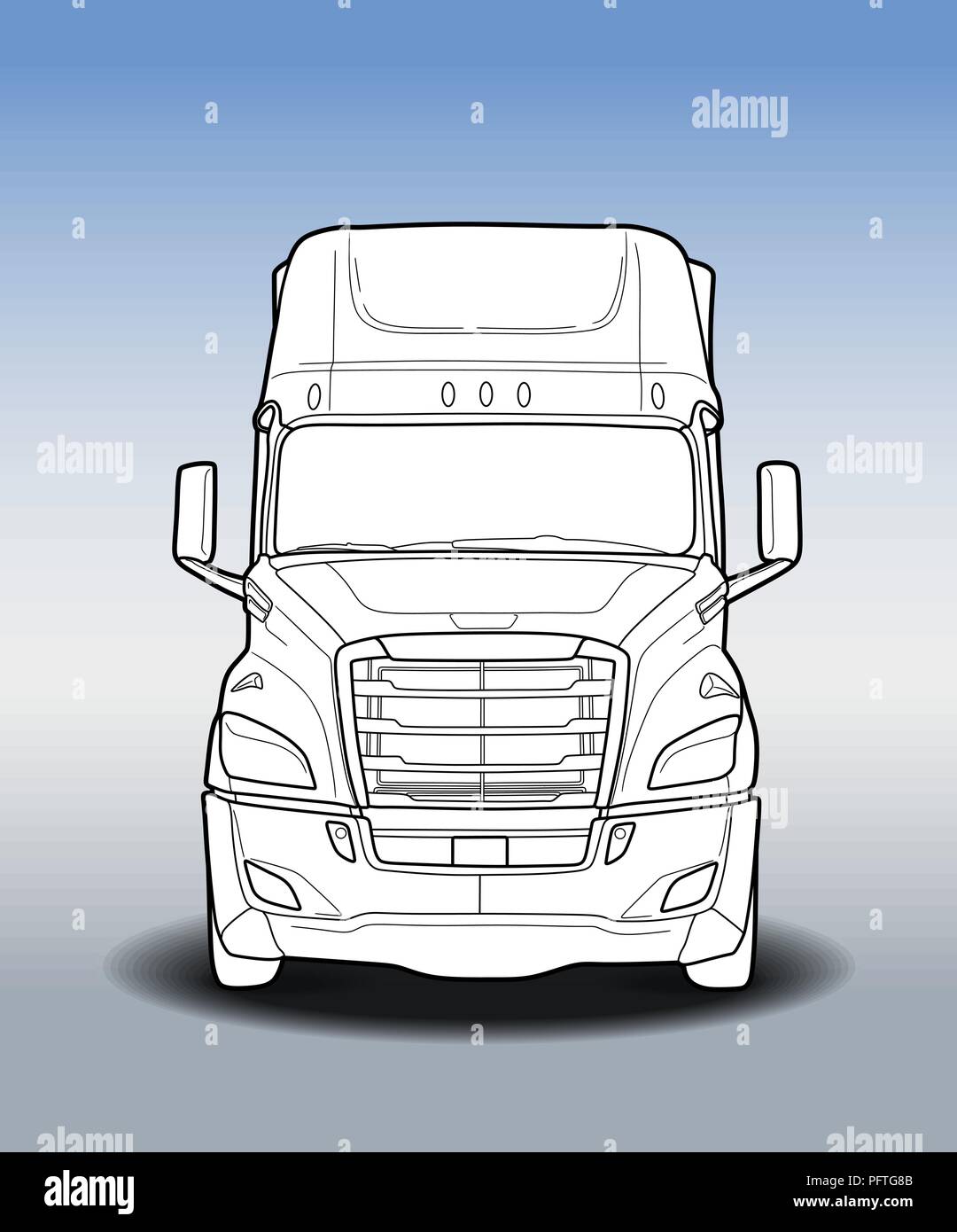 American trailer truck black and white sketch Stock Vector Image & Art ...