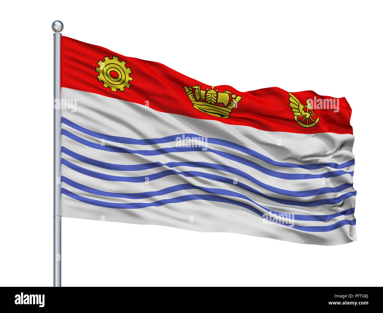 Barrie City Flag On Flagpole, Canada, Isolated On White Background ...