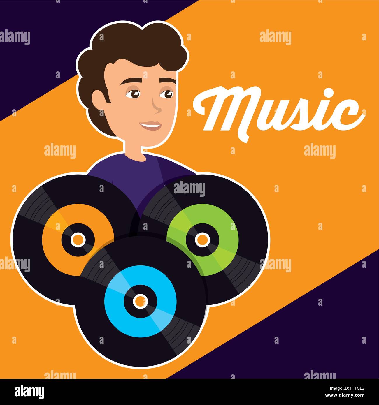man with vinyl disks Stock Vector Image & Art - Alamy