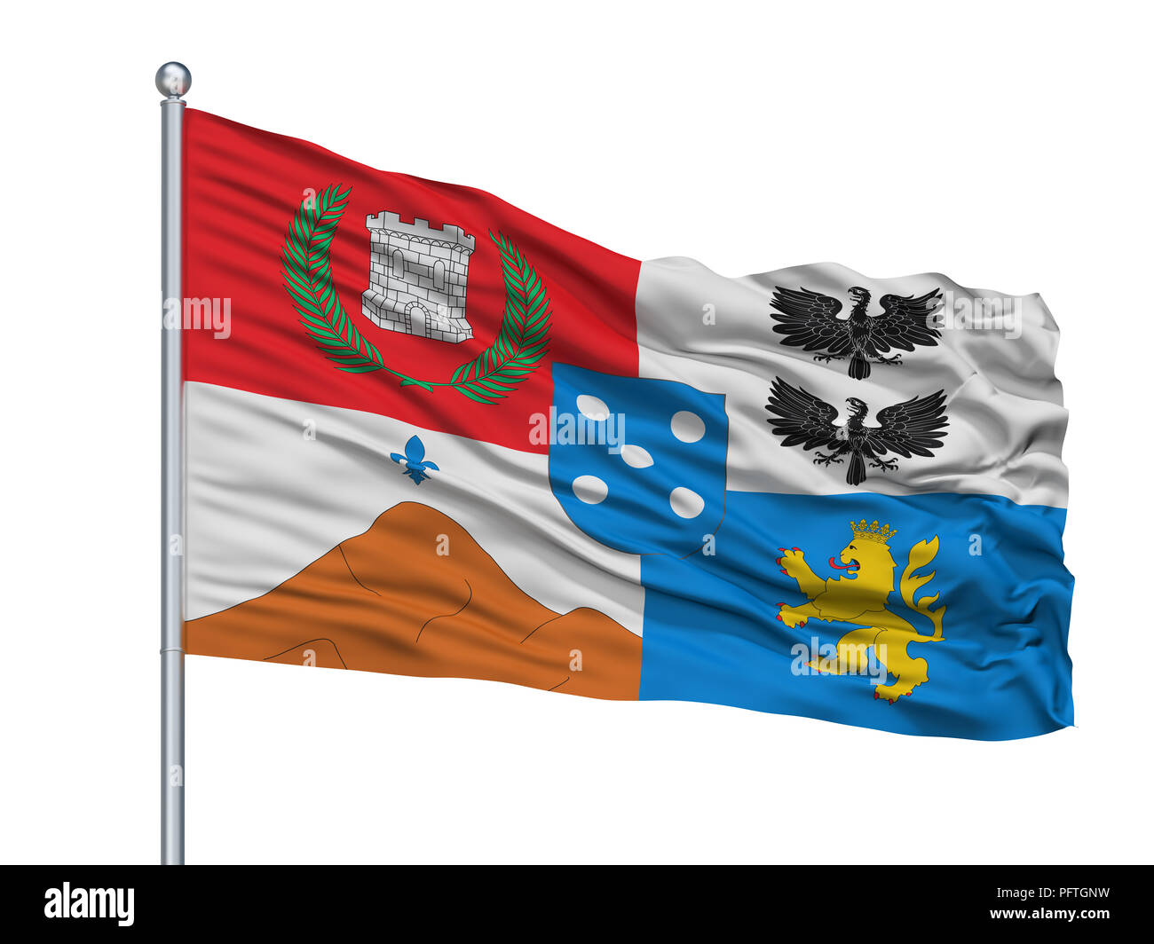 Casablanca City Flag On Flagpole, Chile, Isolated On White Background ...