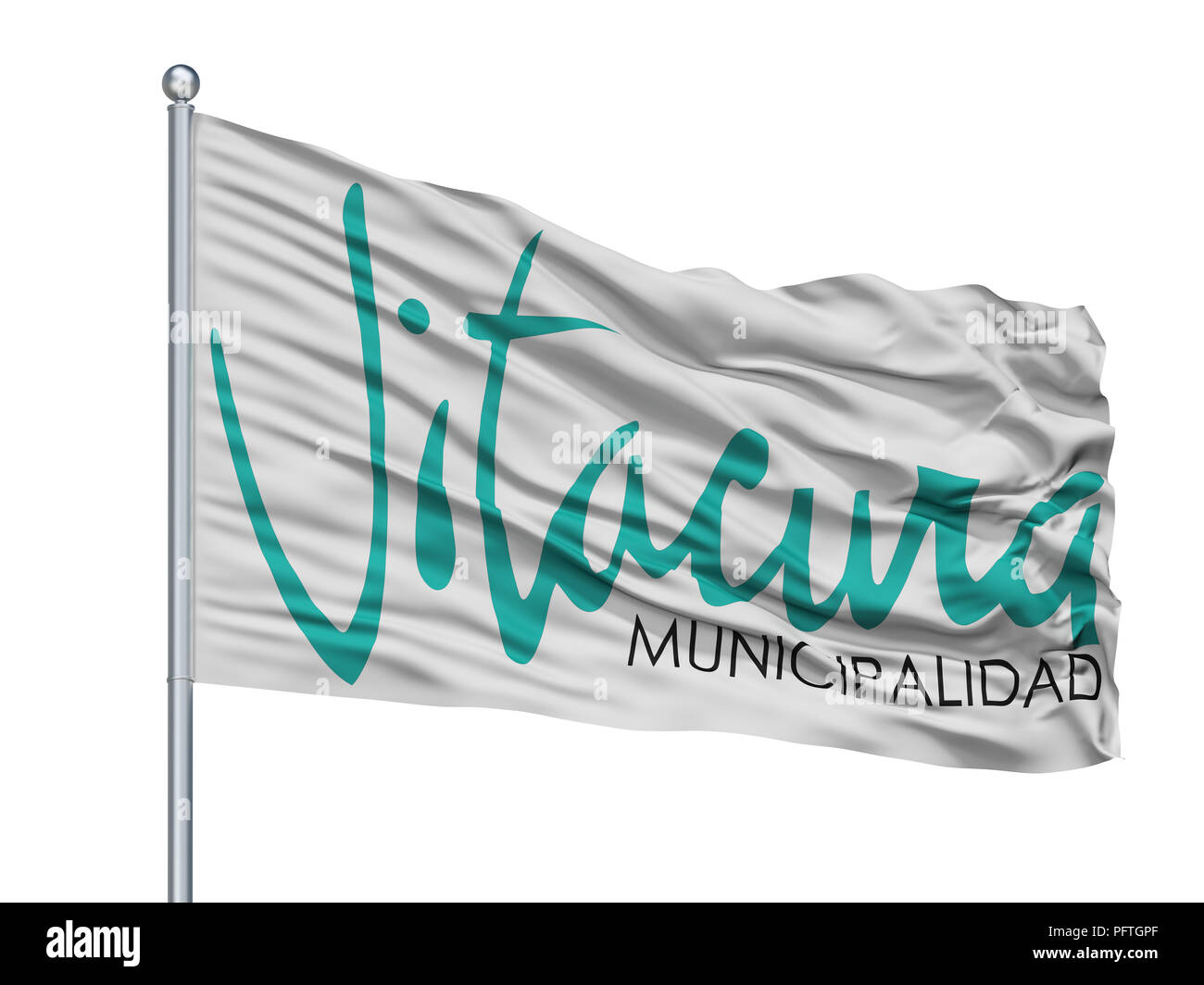 Emblema Vitacura City Flag On Flagpole, Chile, Isolated On White ...