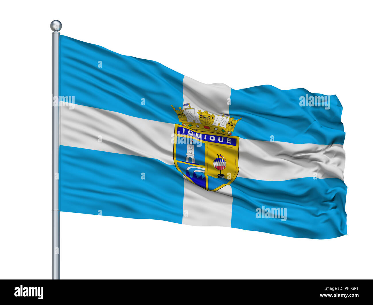 Iquique City Flag On Flagpole, Chile, Isolated On White Background ...
