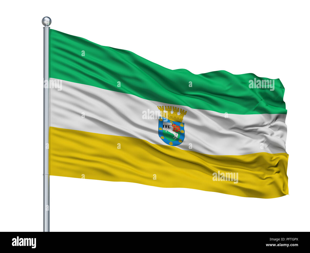 La Pintana City Flag On Flagpole, Chile, Isolated On White Background ...
