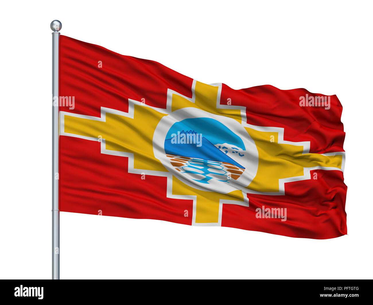 Santa Barbara City Flag On Flagpole, Chile, Isolated On White ...