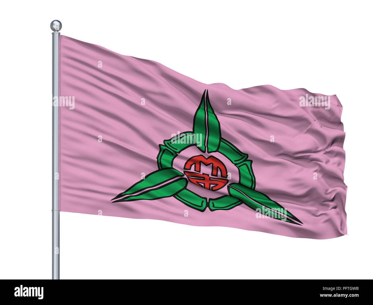Hsinchu City Flag On Flagpole, China, Isolated On White Background ...