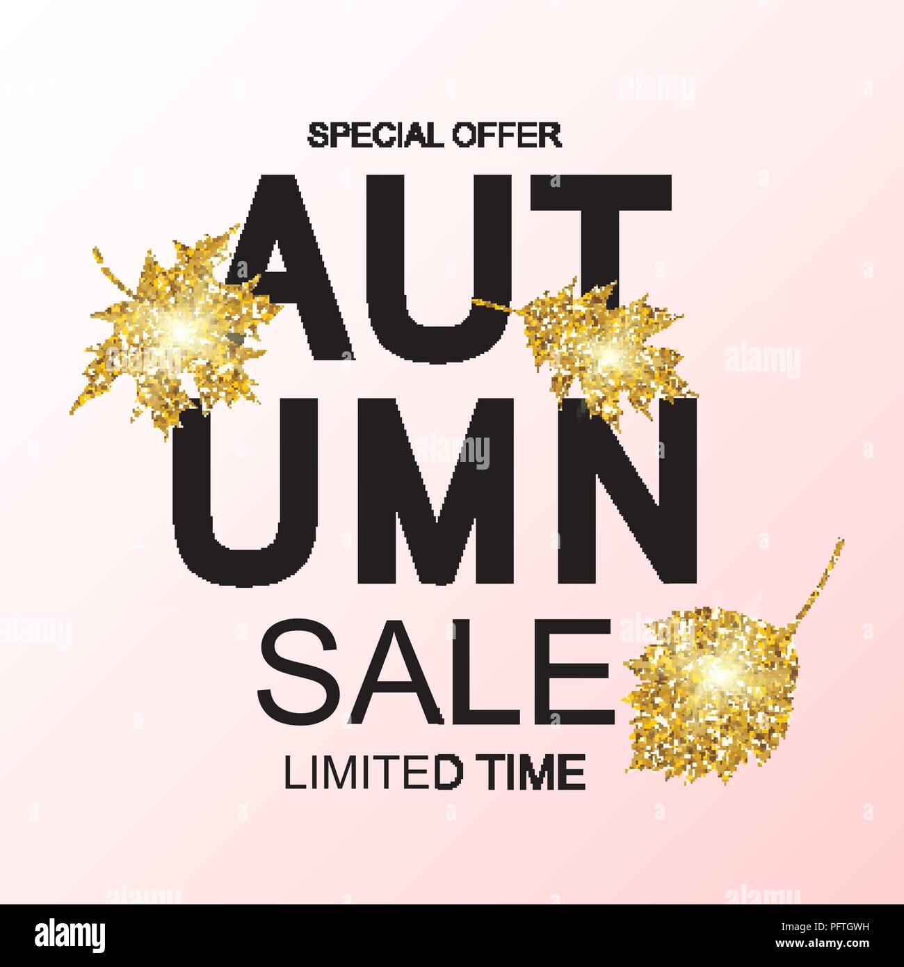 Abstract Vector Illustration Autumn Sale Background with Falling Autumn ...