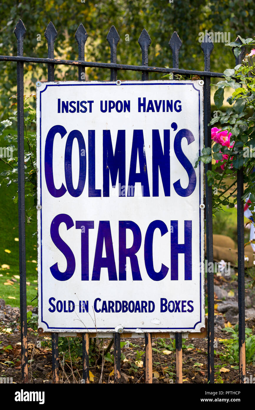 Vintage signage for Colman's Starch, white enamel advertising sign on ...