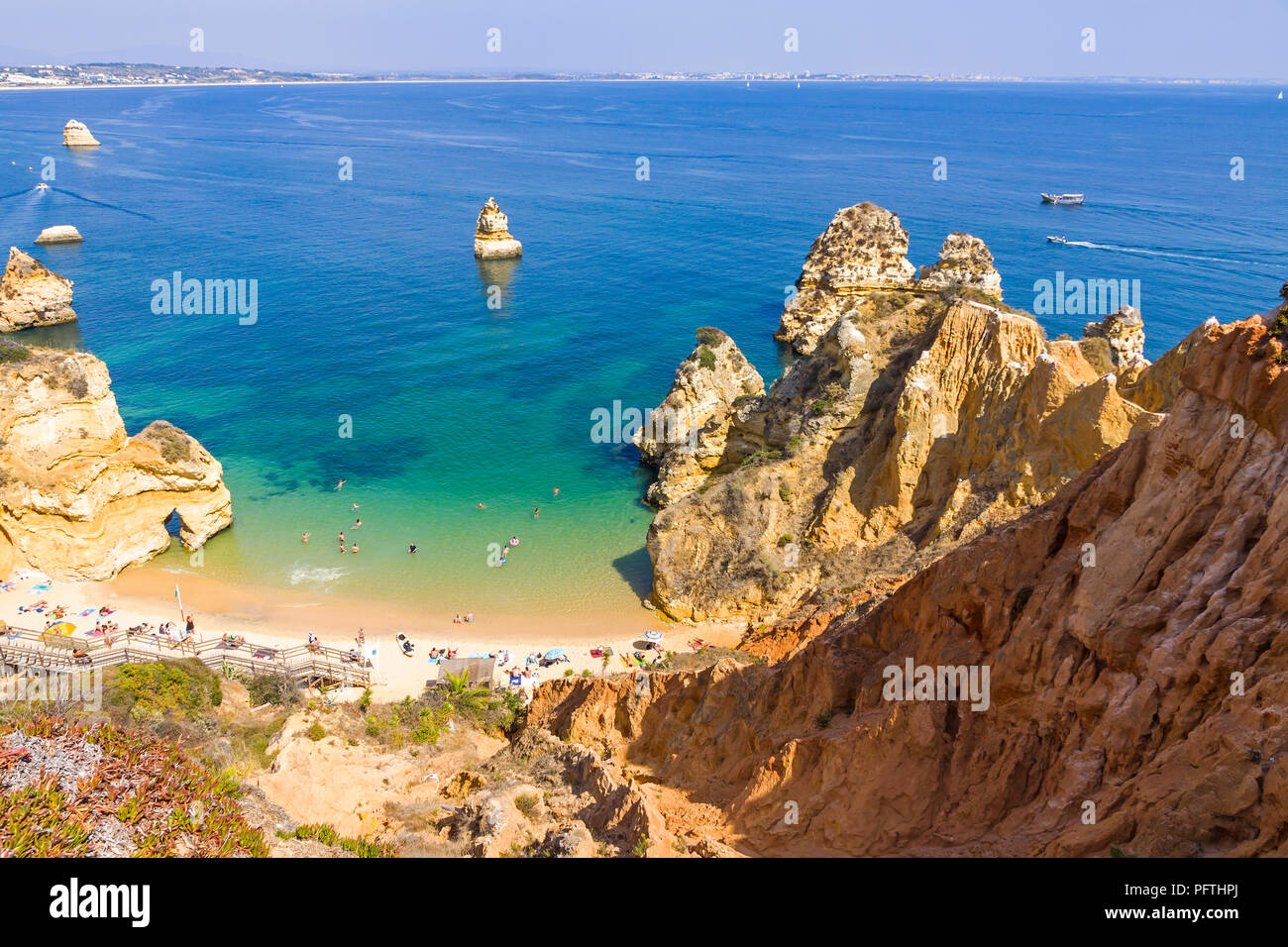 Praia do Camilo beach in Lagos, Algarve region, Portugal Stock Photo ...