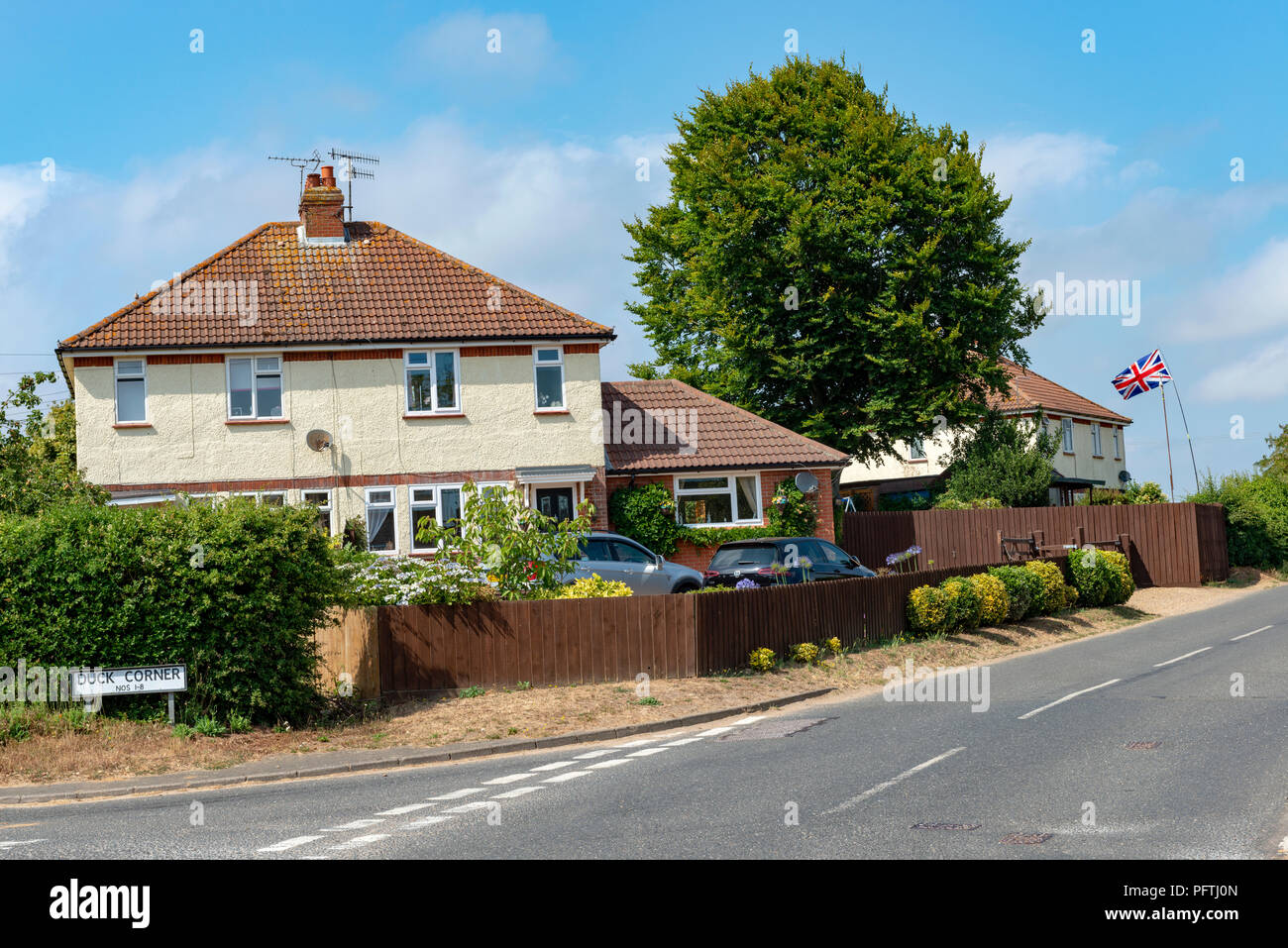 Former council houses, Duck Corner, Hollesley, Suffolk, UK Stock Photo ...