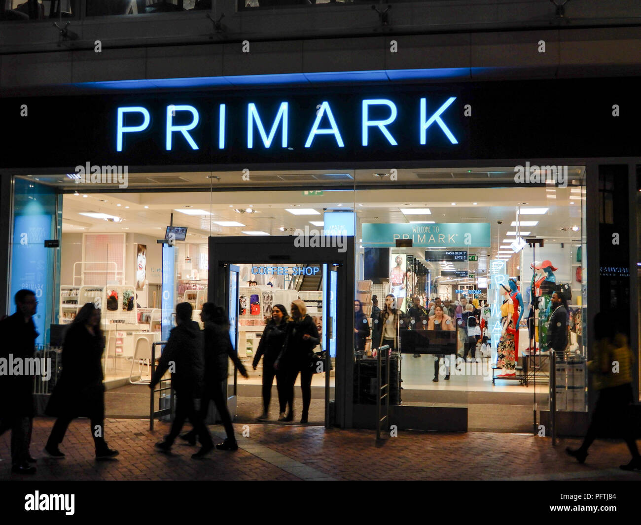 Reading, United Kingdom - March 16 2018: Shoppers visiting Primark in ...