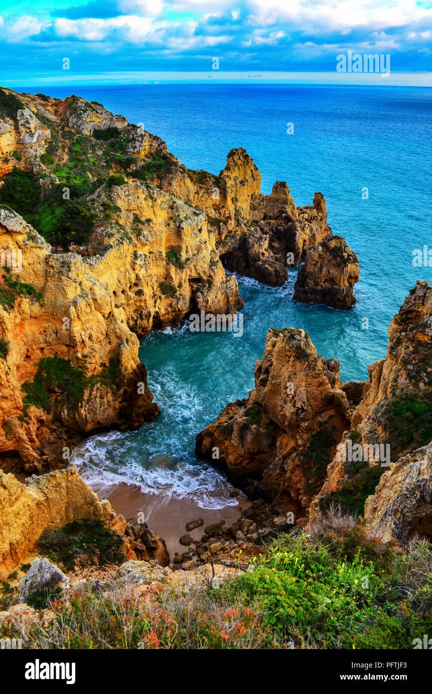Rocky Cove off Lagos coast, Algarve, Portugal Stock Photo - Alamy