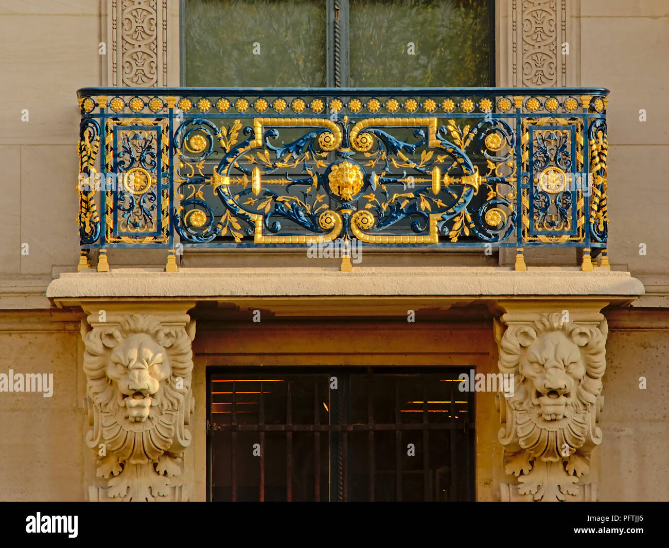 ornate balcony with gold plating of a neoclassical building Stock Photo ...