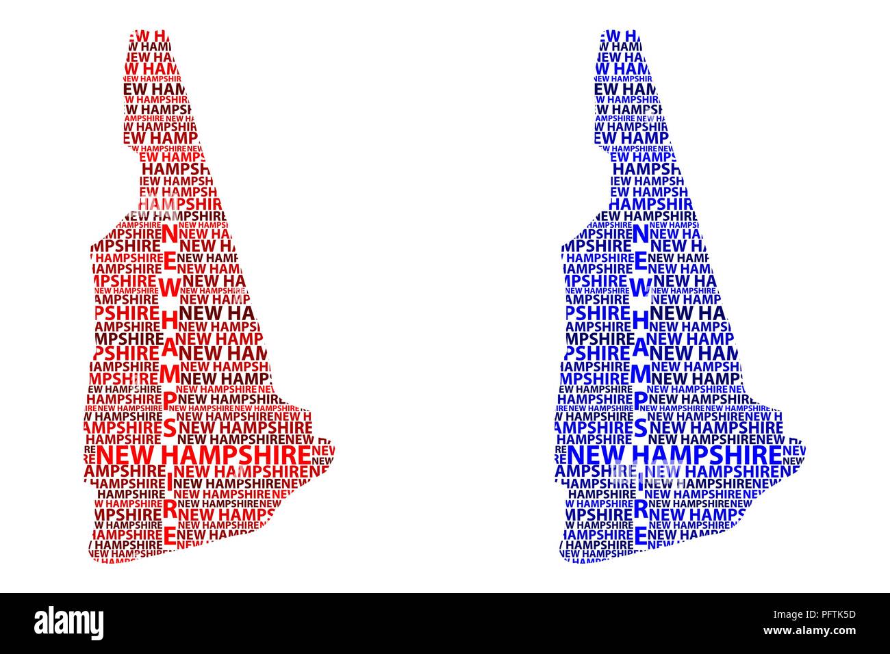 Sketch New Hampshire (United States of America) letter text map, New ...