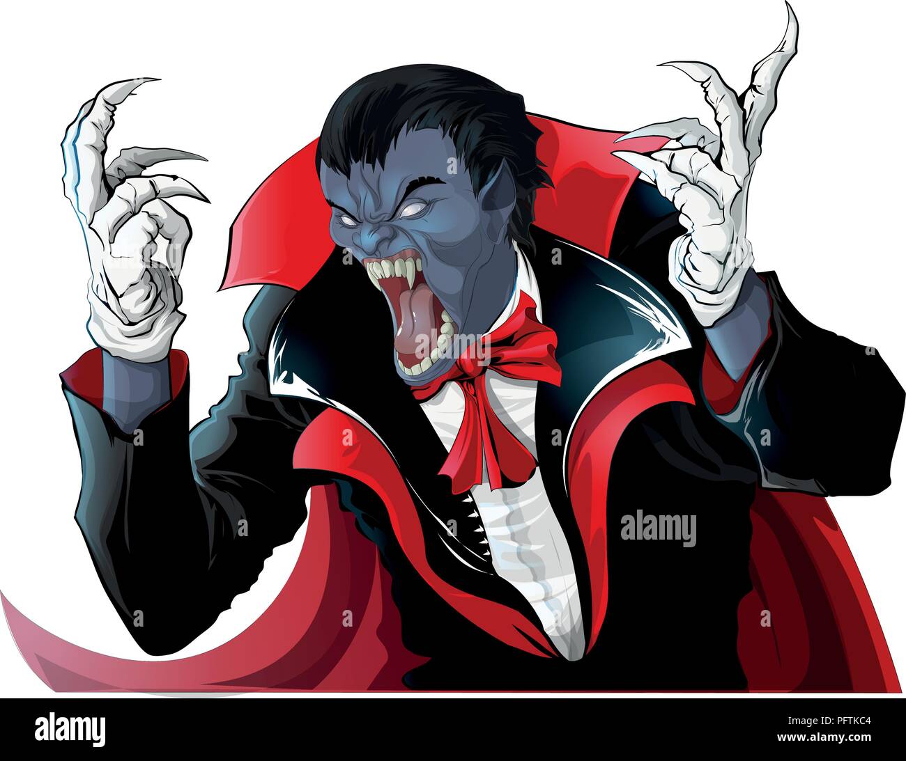 angry vampire in hood painted on white background Stock Vector Image ...