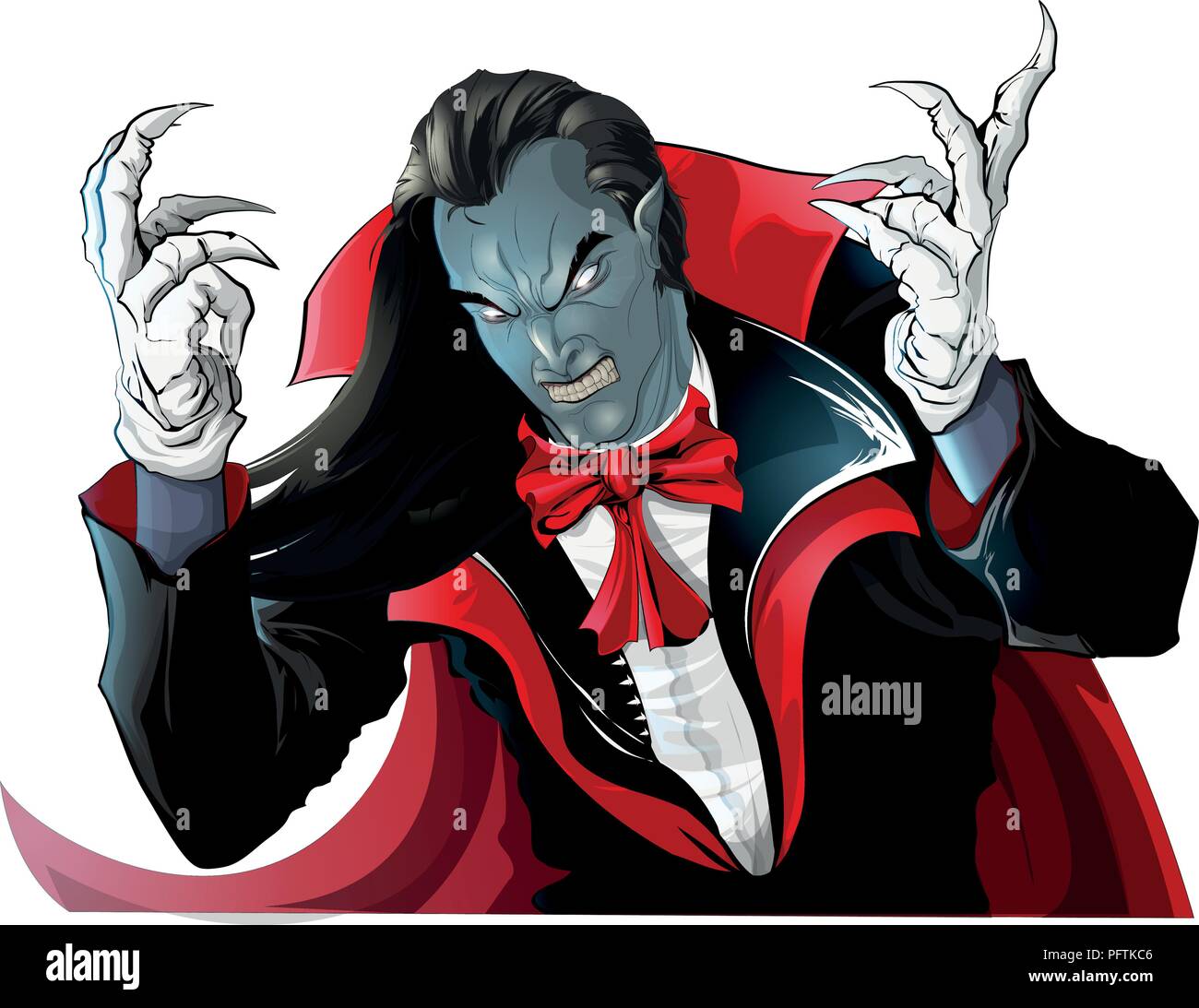 angry vampire in hood painted on white background Stock Vector Image ...