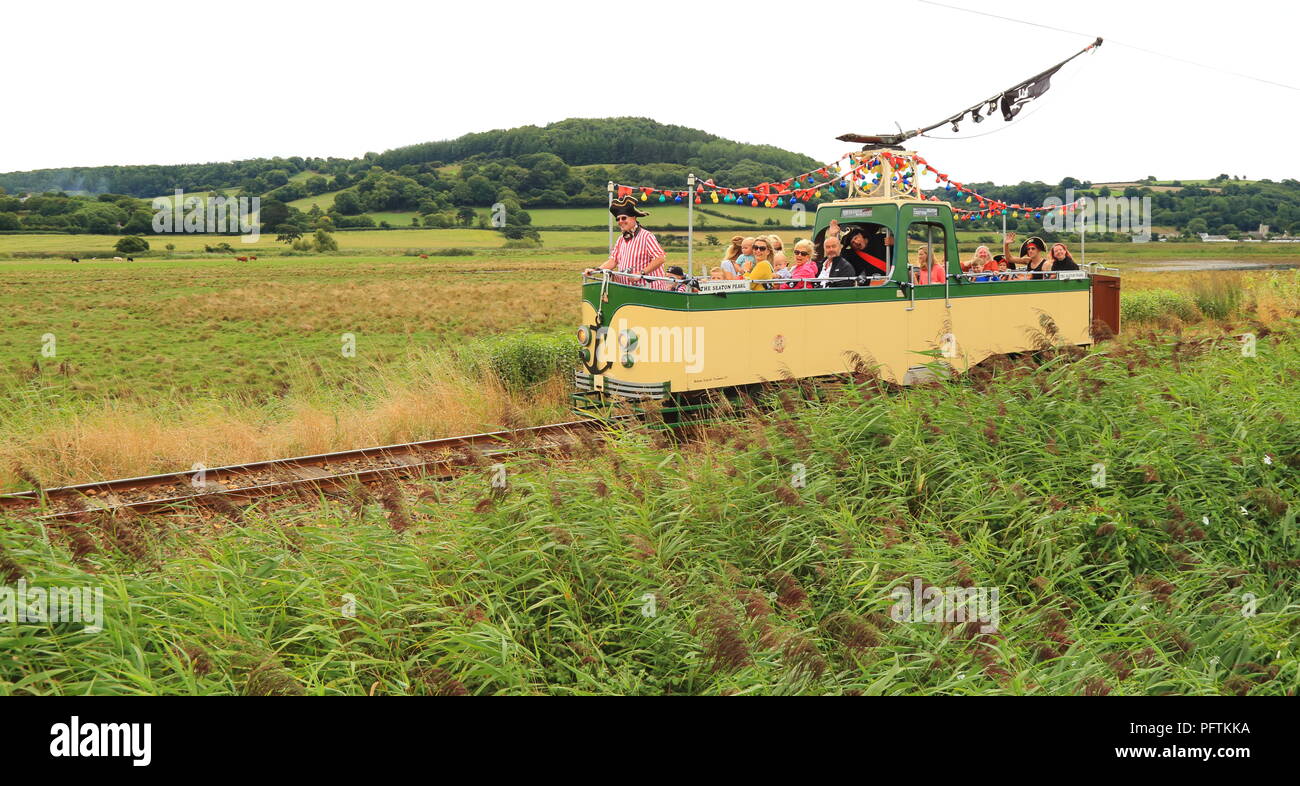 Seaton Tramway passing through Colyford Common part of Seaton Wetlands ...