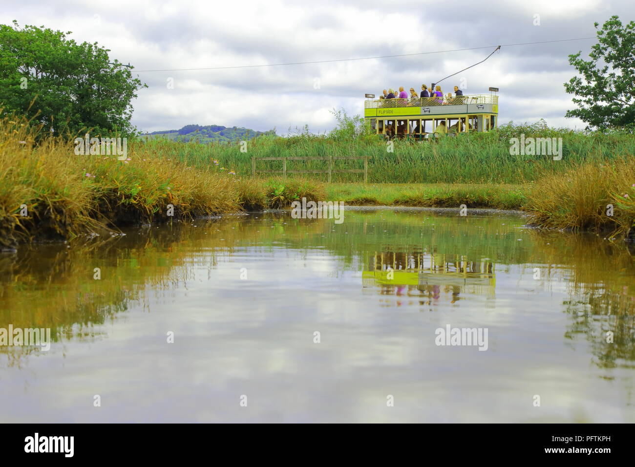 Seaton Tramway passing through Colyford Common part of Seaton Wetlands ...