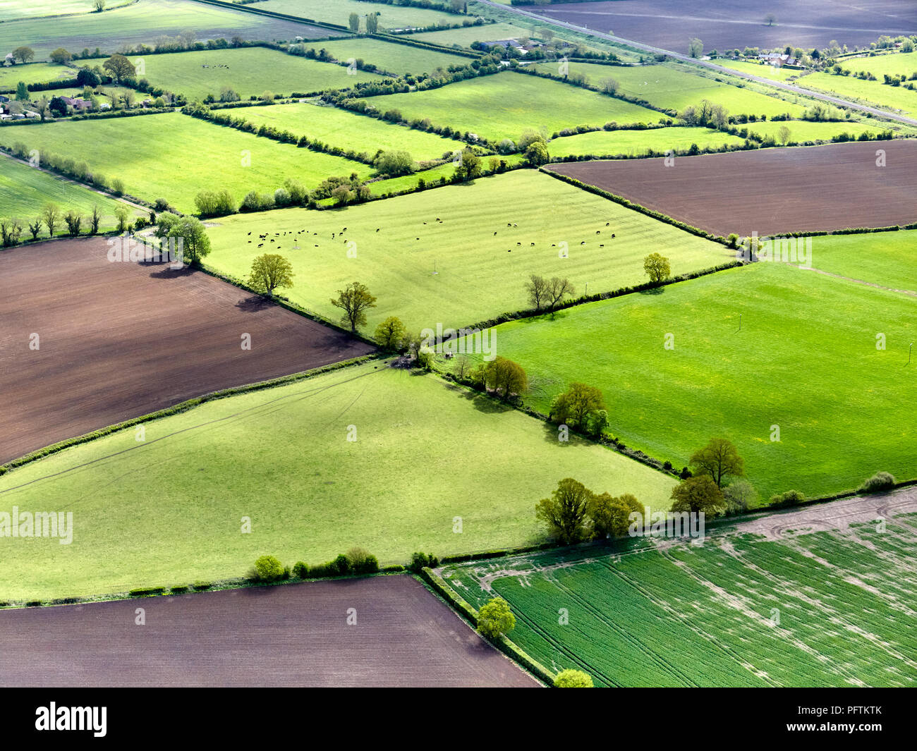 Aerial view of chequered field pattern in Wiltshire Stock Photo - Alamy