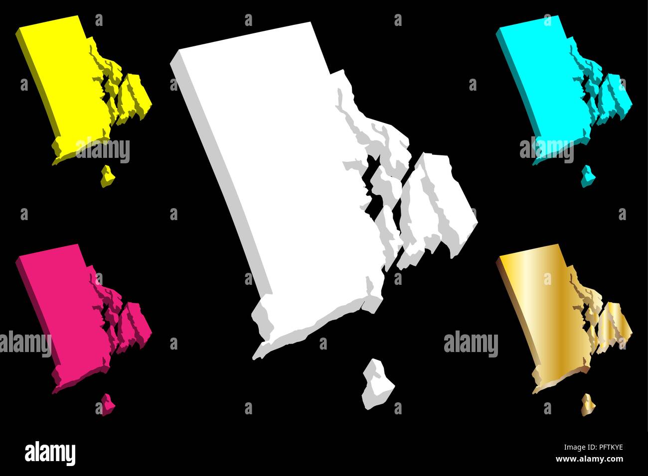 3D map of Rhode Island (United States of America, State of Rhode Island ...