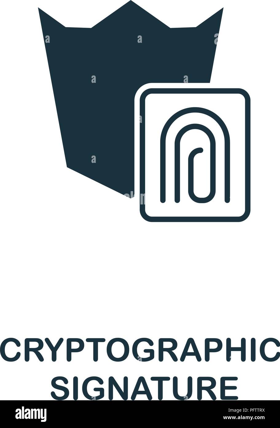 Cryptographic Signature icon. Monochrome style design from crypto ... Cryptographic Signature icon. Monochrome style design from crypto ...
