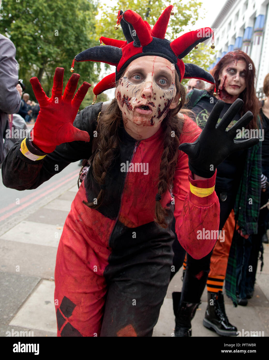 Participant In Full Makeup and Costume At The Annual World Zombie Day ...