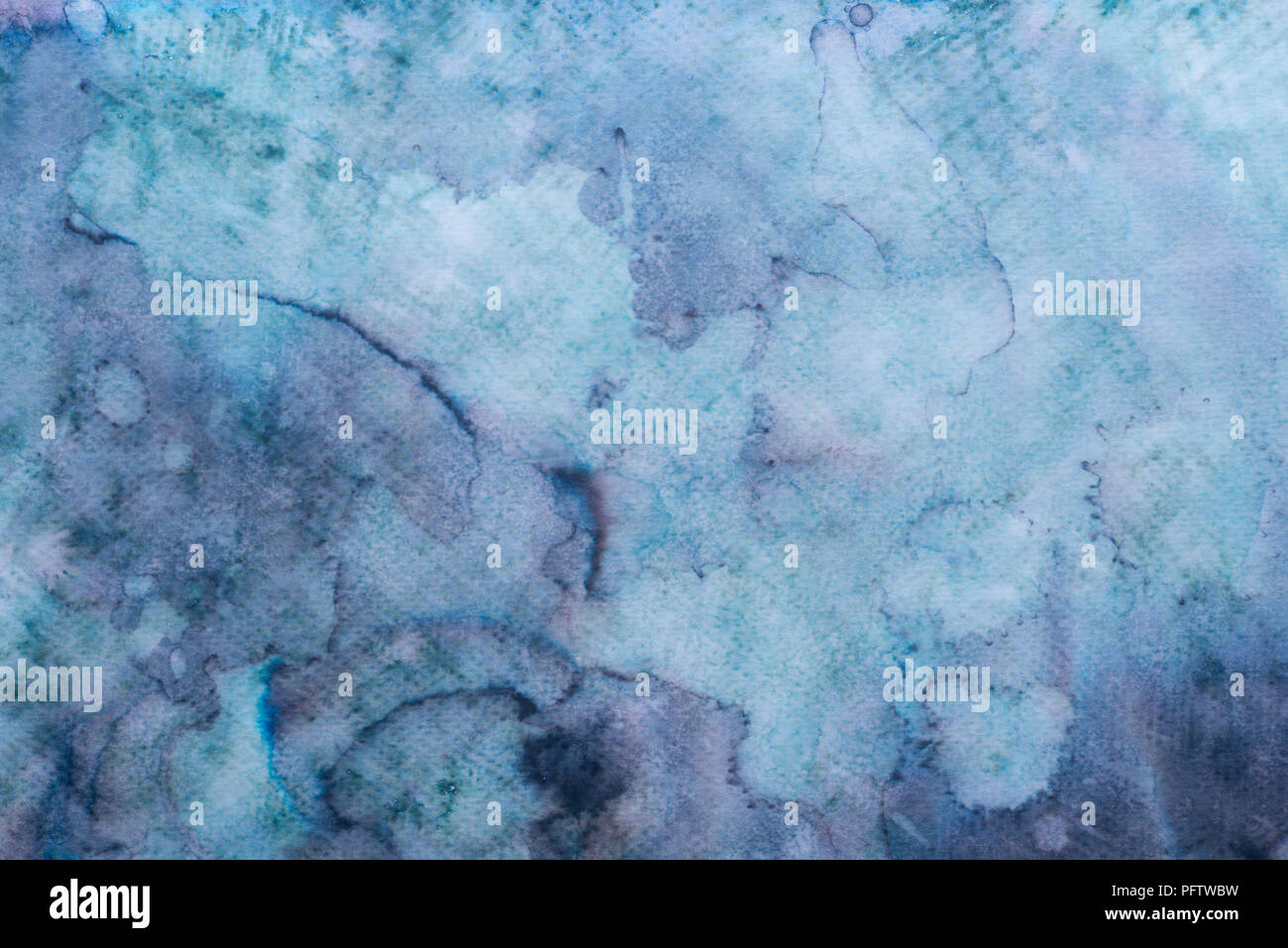 blue color watercolor ink painted on paper background texture Stock ...