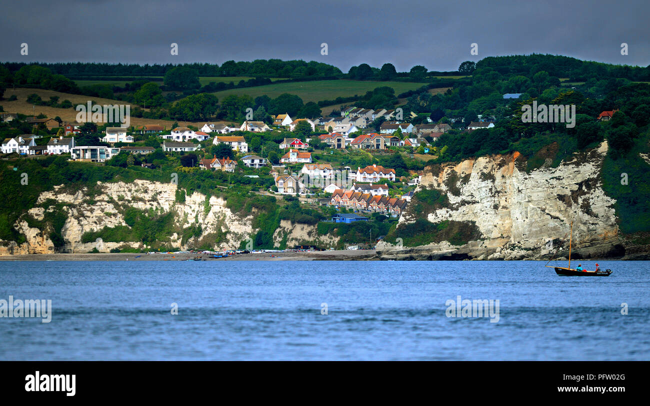 Beer village is book-ended by chalk cliffs on the Jurassic Coast in ...