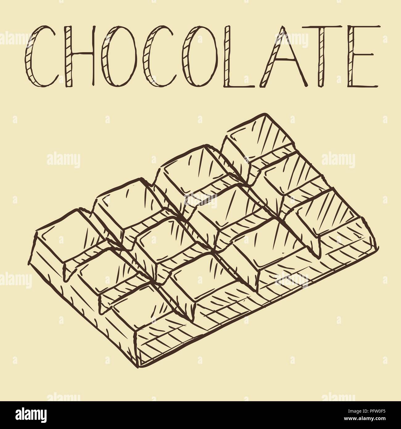 Vector hand drawn chocolate line icon, outline and filled vector sign ...