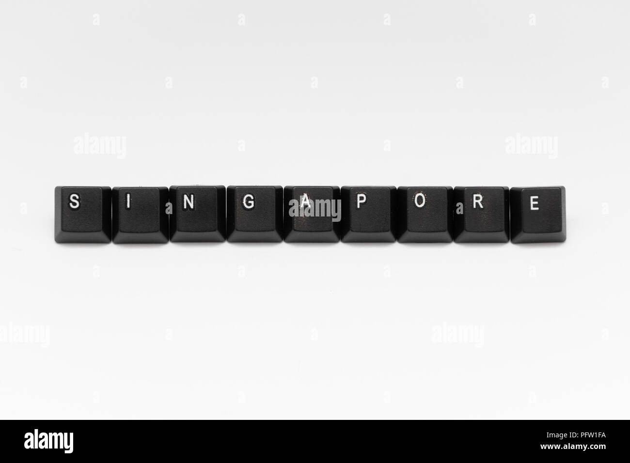 black keys of keyboard with different years words or names Stock Photo ...