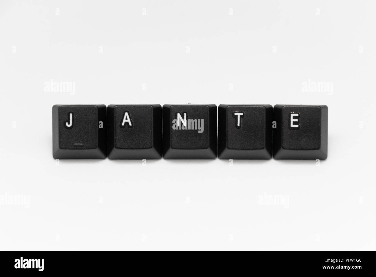 black keys of keyboard with different years words or names Stock Photo ...