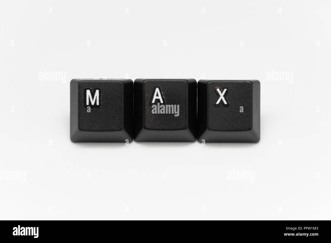 black keys of keyboard with different years words or names Stock Photo ...