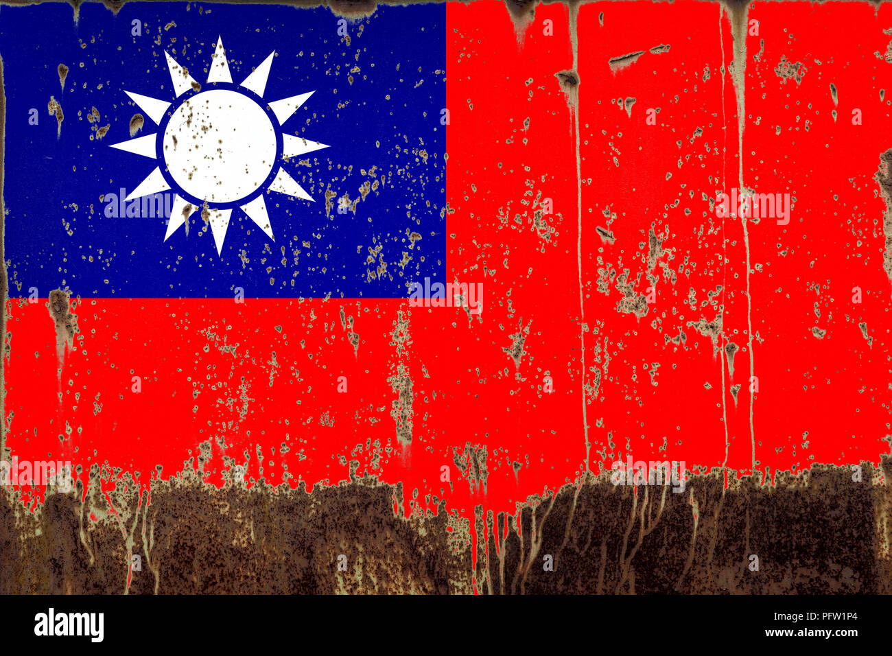 National flag of Taiwan on rusty metal texture Stock Photo - Alamy
