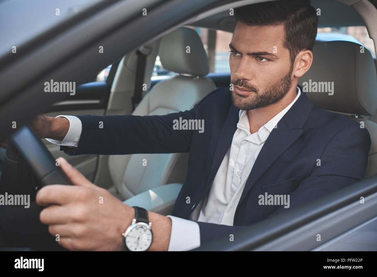 Rear view businessman looking mirror hi-res stock photography and ...