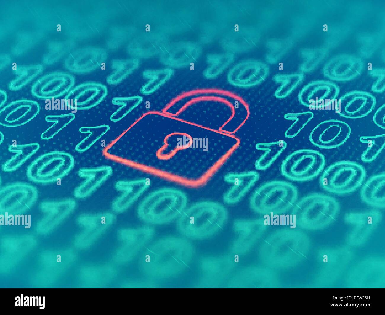 Data Secure Concept Padlock On Binary Code Background Eps 10 Vector