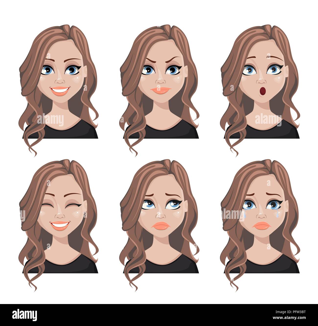 Beautiful Cartoon Girl Faces