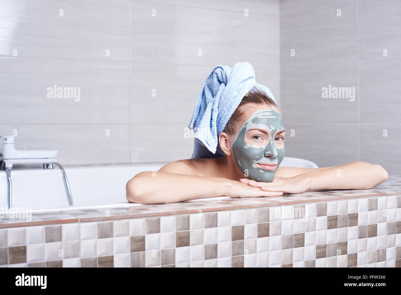 Woman relaxing in face mask hi-res stock photography and images - Alamy