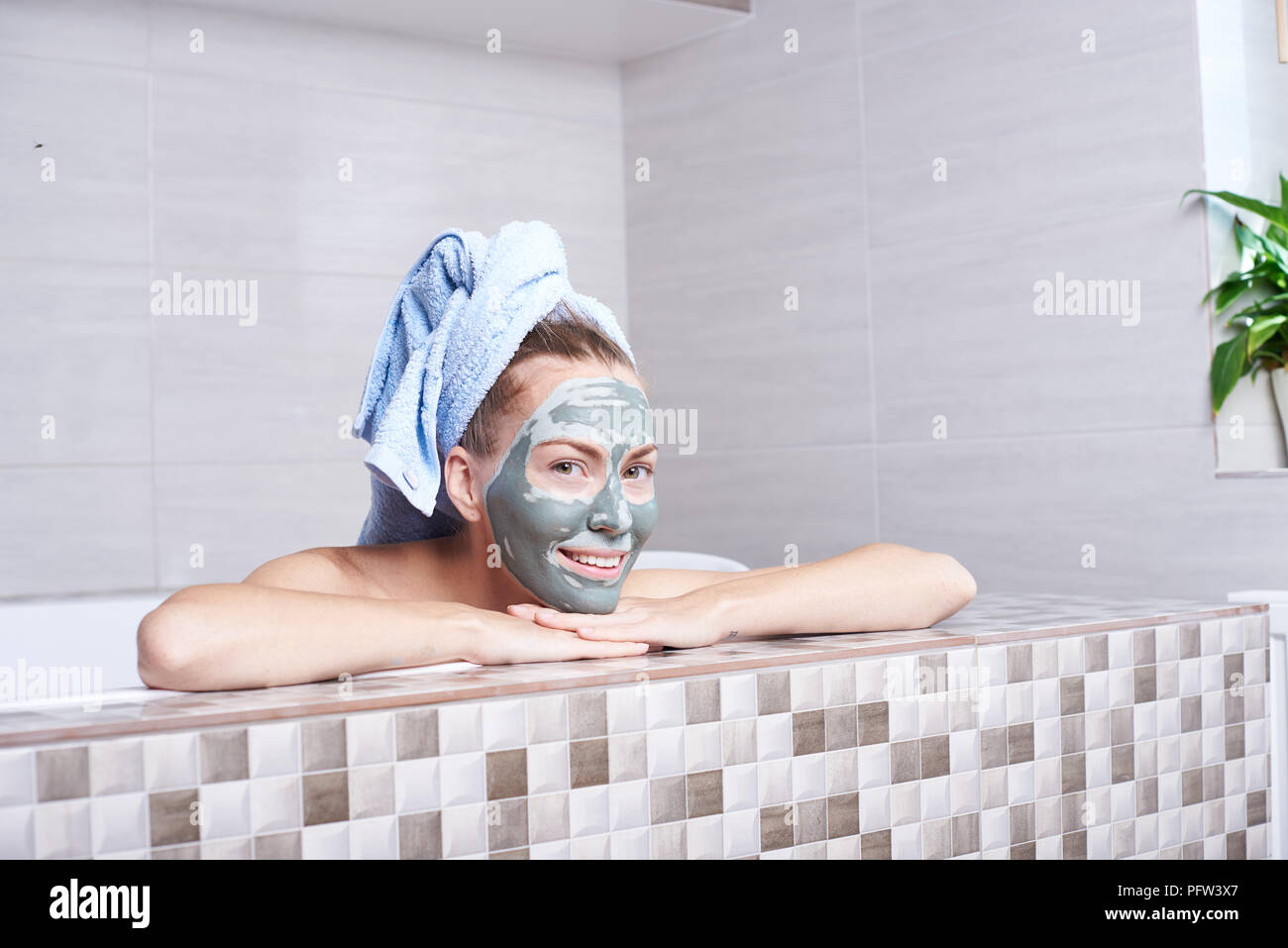 Woman relaxing in face mask hi-res stock photography and images - Alamy