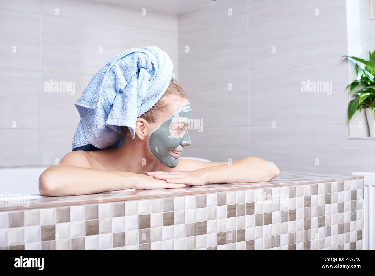 Woman relaxing in face mask hi-res stock photography and images - Alamy