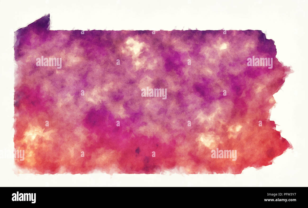 Pennsylvania state USA watercolor map in front of a white background ...