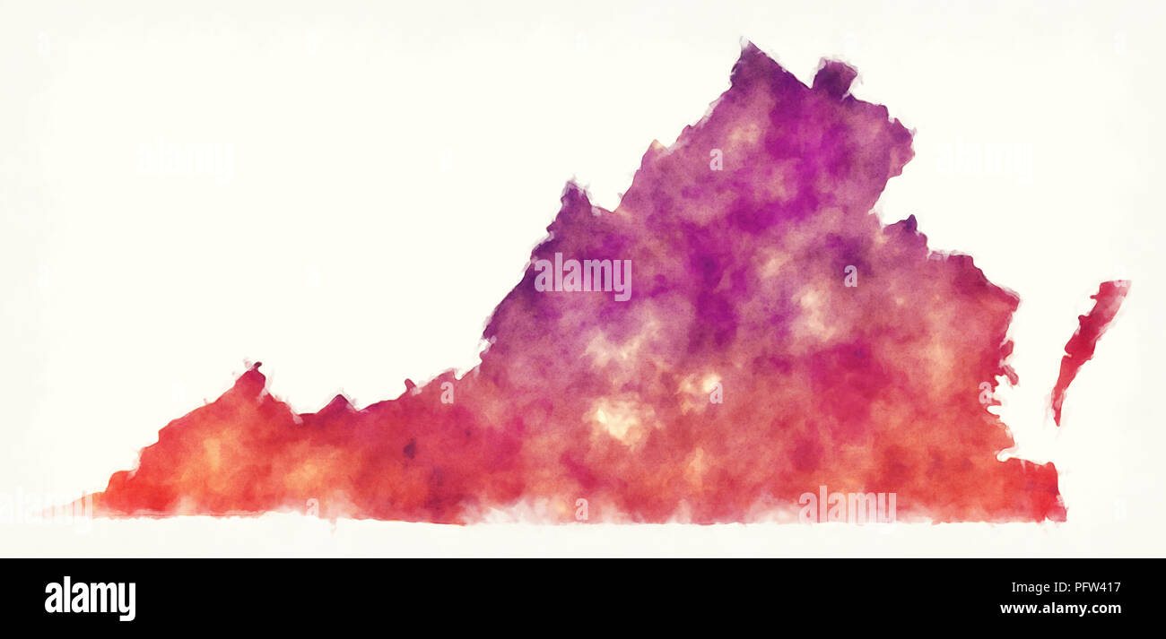 Virginia state USA watercolor map in front of a white background Stock ...