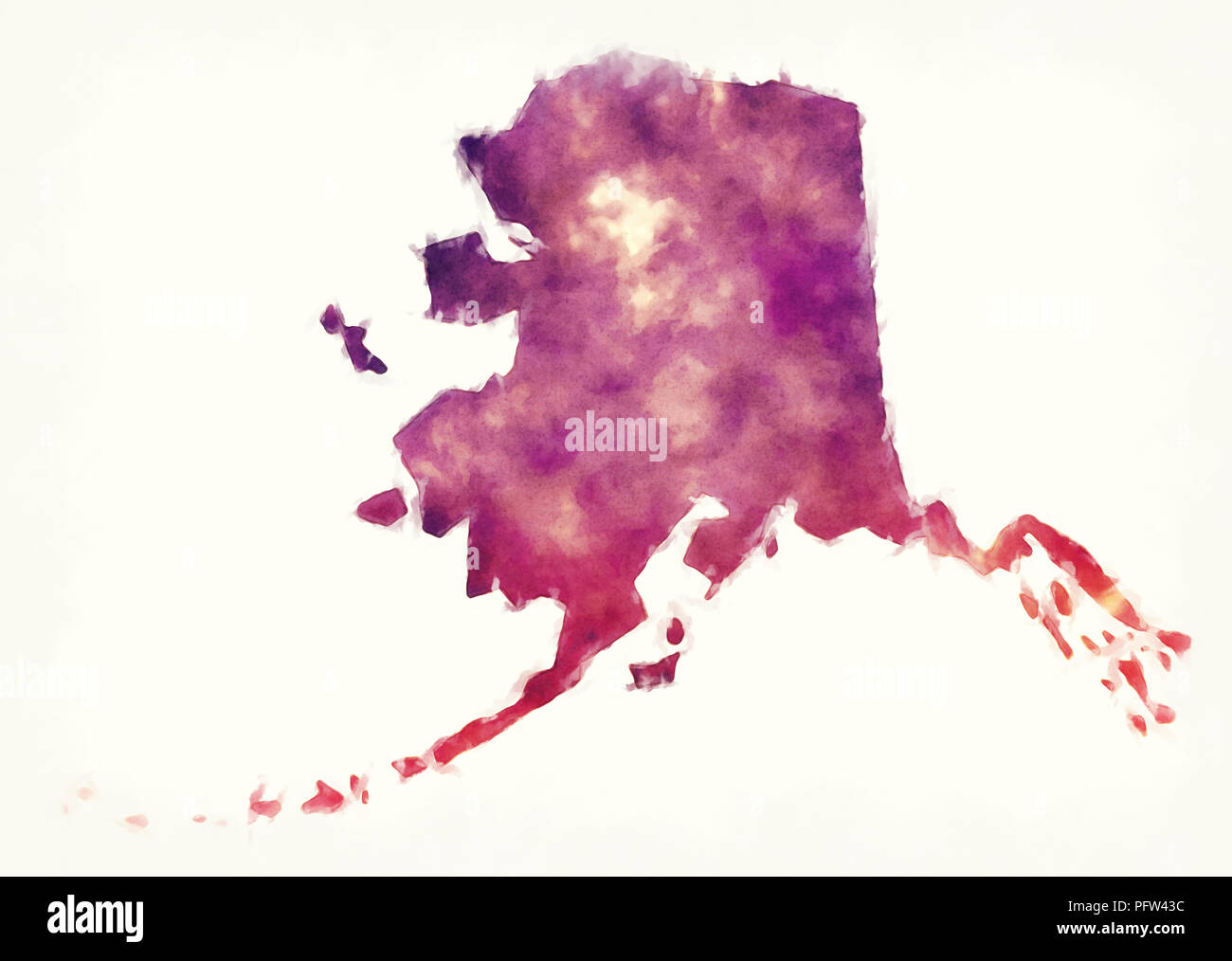 Alaska state USA watercolor map in front of a white background Stock ...