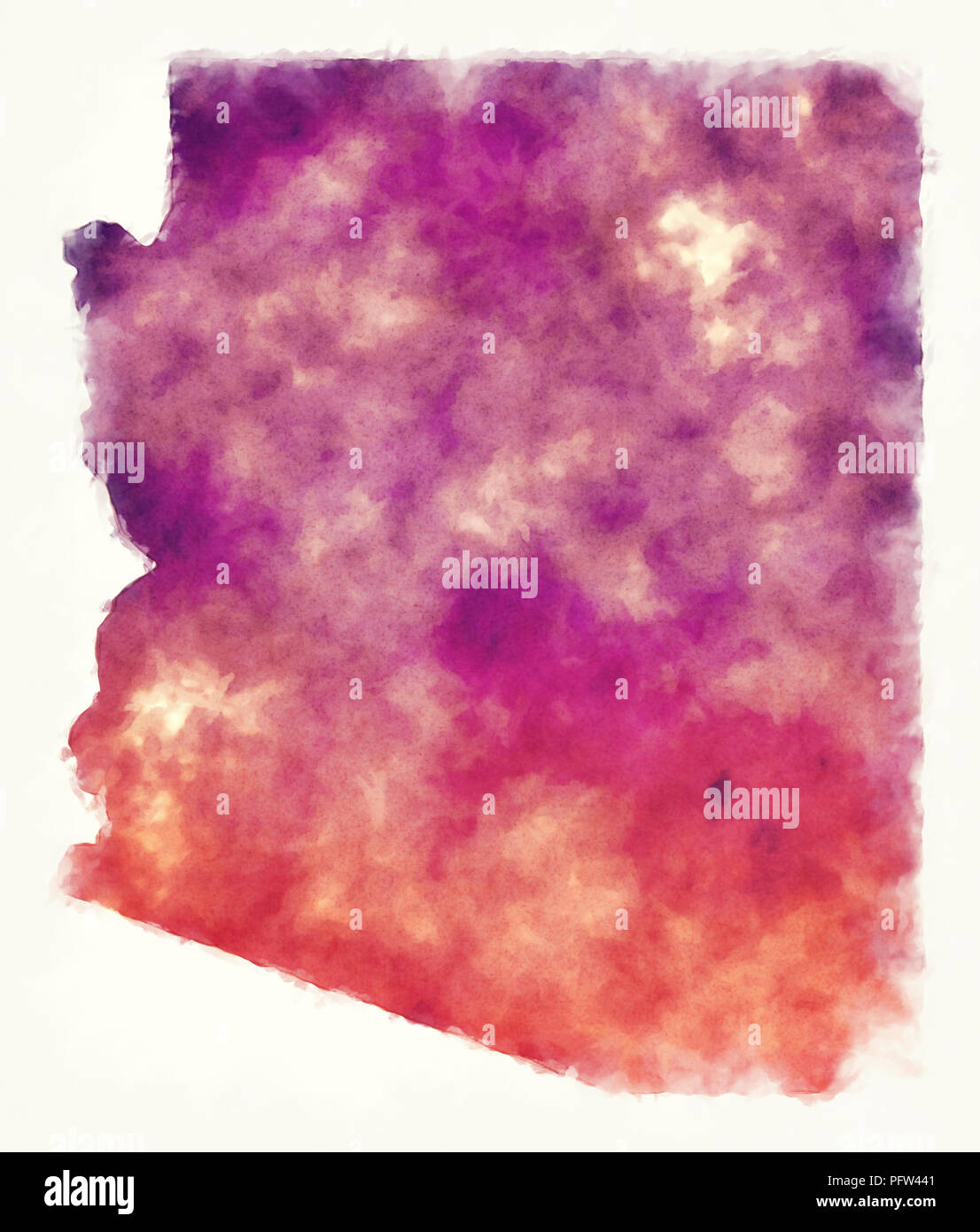 Arizona state USA watercolor map in front of a white background Stock ...