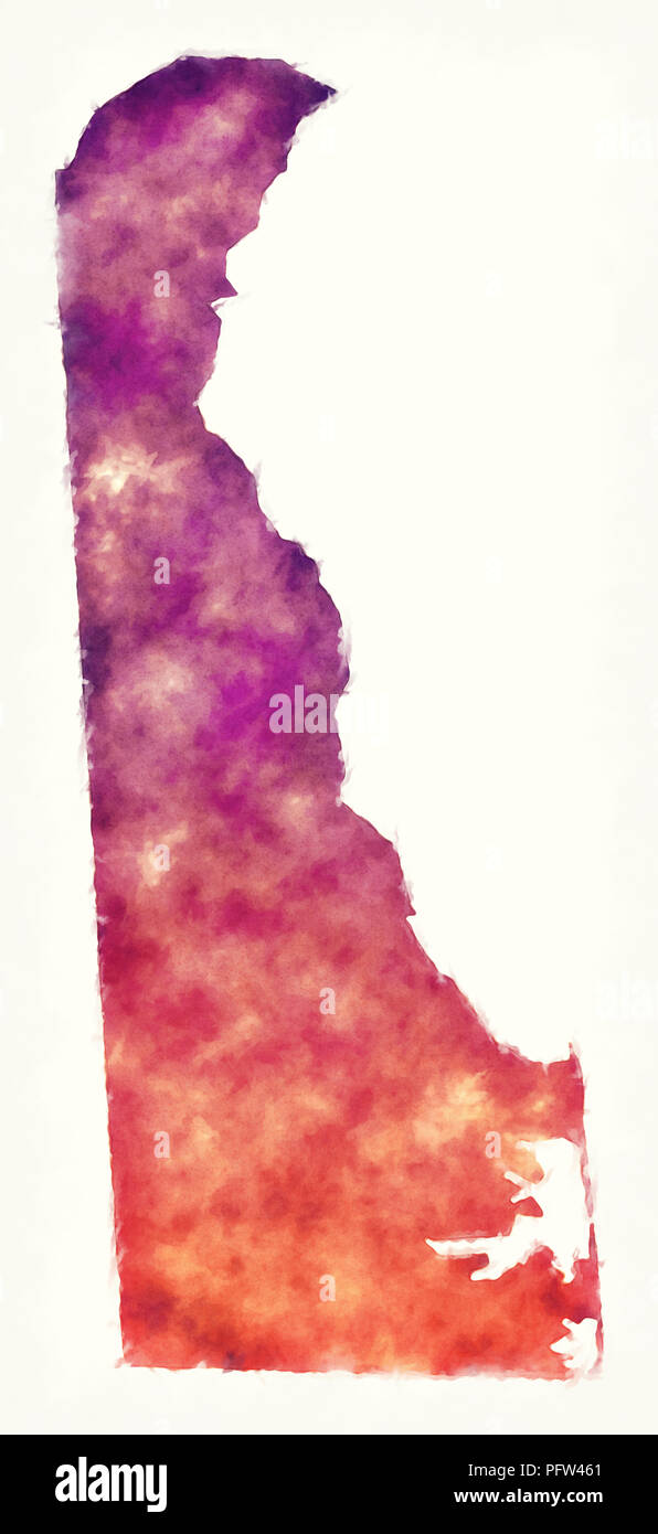 Delaware state USA watercolor map in front of a white background Stock ...