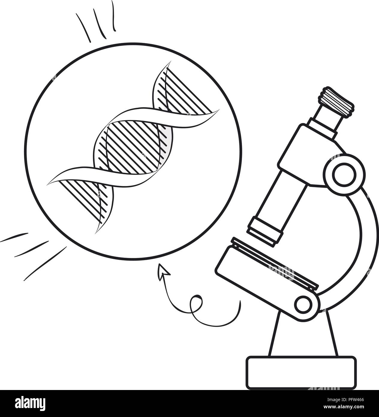 Dna Chain With Microscope Stock Vector Image And Art Alamy