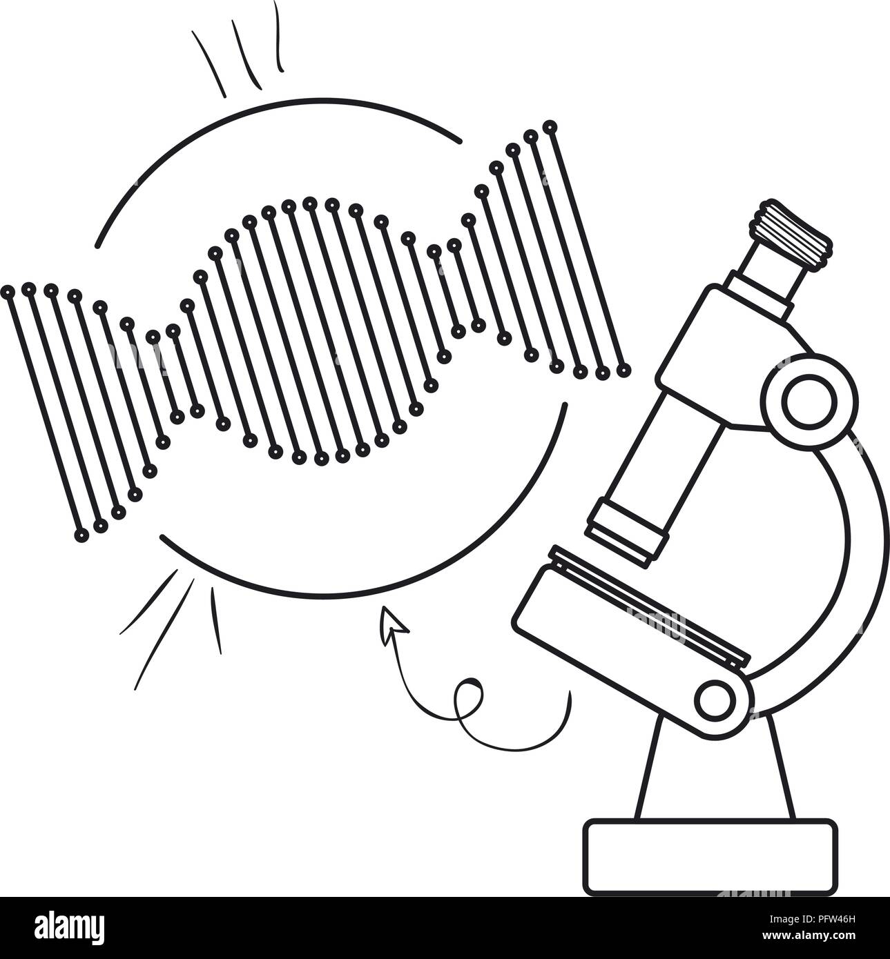 dna chain with microscope Stock Vector Image & Art - Alamy