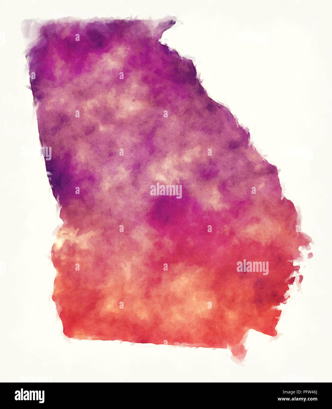 Georgia state USA watercolor map in front of a white background Stock ...