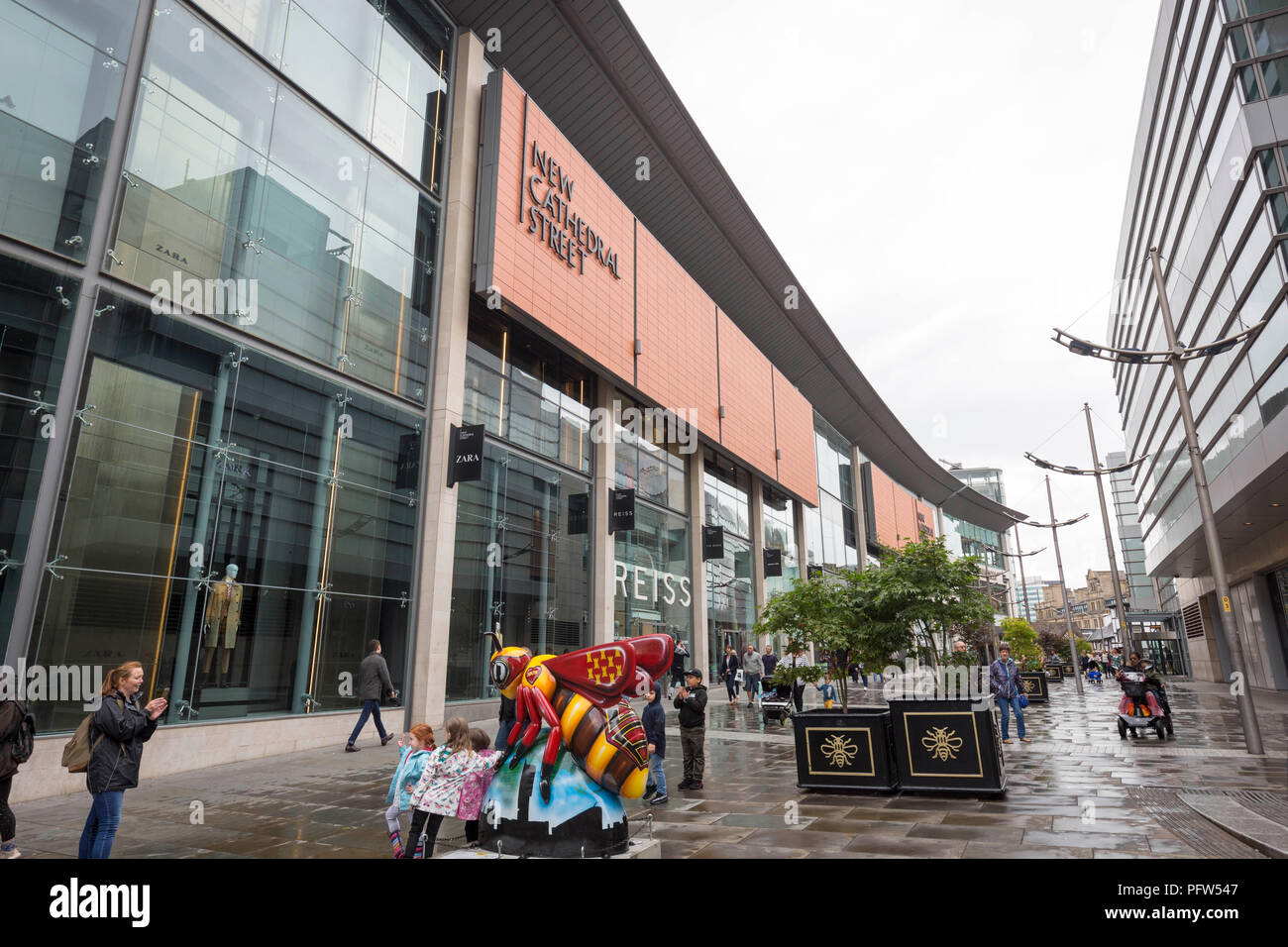 General view of New Cathedral Street in Manchester city centre ...