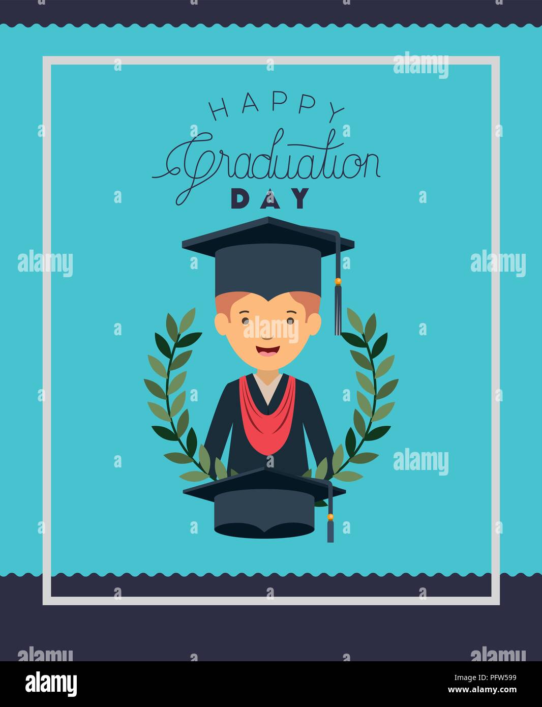 graduation card with man character Stock Vector Image & Art - Alamy