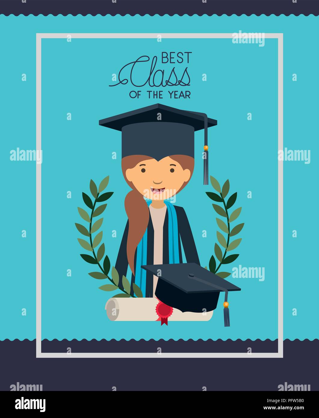 graduation card with woman character Stock Vector Image & Art - Alamy